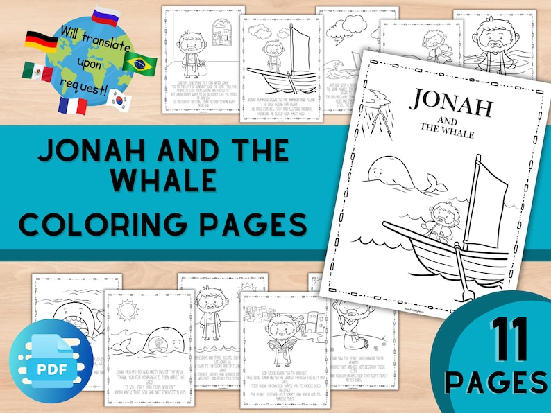 Jonah and the Whale Coloring Pages Preschool Activities Christian ...