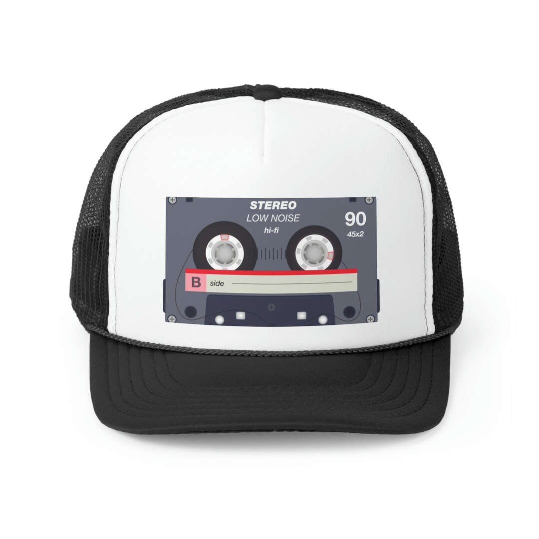 Black Retro 1980s Cassette Trucker Cap gift musiclover - Etsy