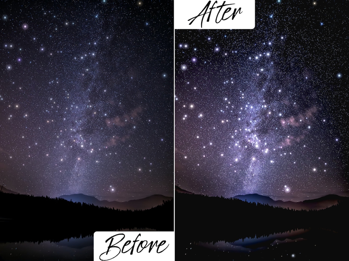25 Night Sky Presets Mobile & Desktop Night Sky Filter - Etsy