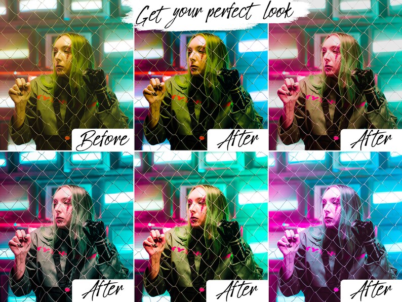 25 Cyberpunk Presets Mobile & Desktop | Cyberpunk Filter | Neon Night ...