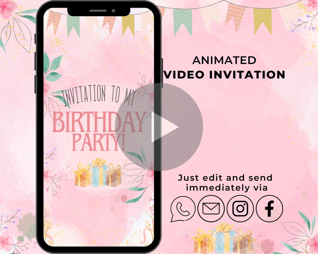 Digital Kids Birthday Invitation | Animated Personalized Ecard | E ...