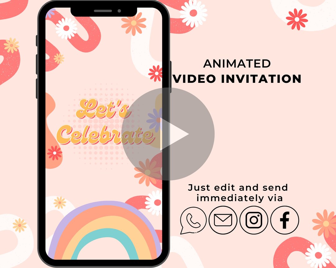 Digital Birthday Invitation | Retro | Animated Personalized Party Ecard ...