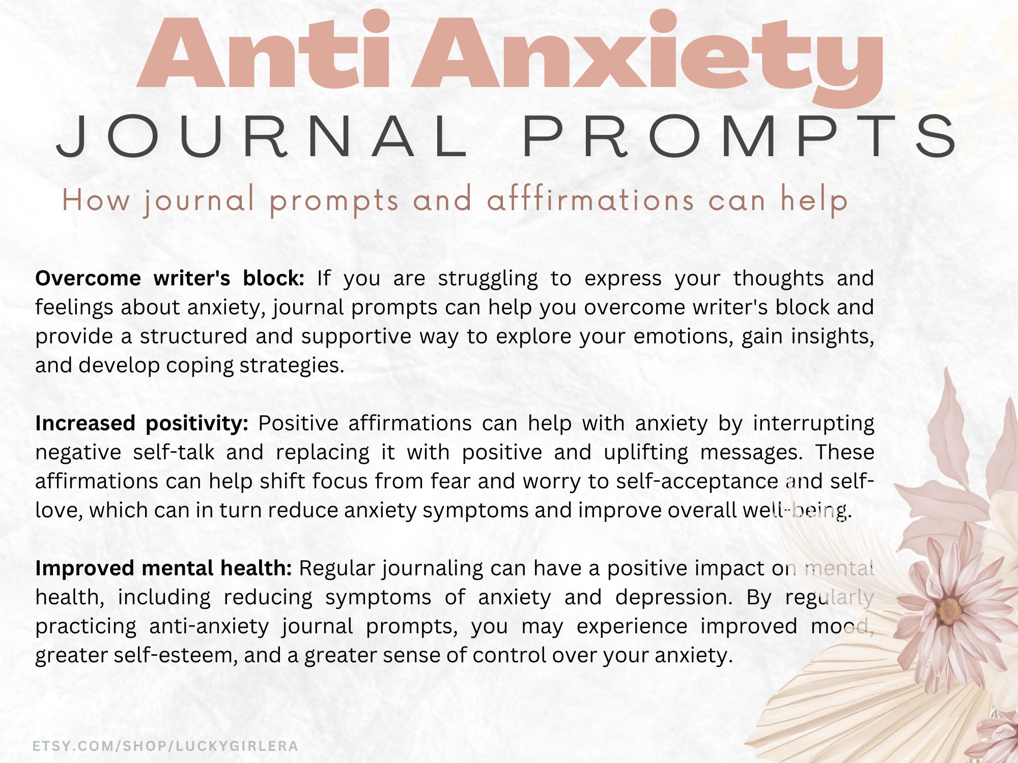 Anti Anxiety, Journal Prompts, Anxiety Relief, Positive Affirmations ...