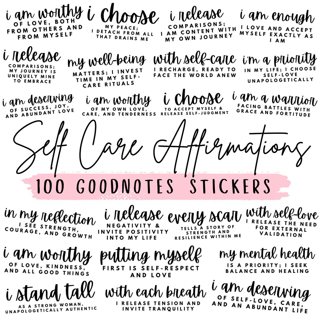 Goodnotes Stickers, Self Love, Self Care, Precropped Stickers, Planner ...