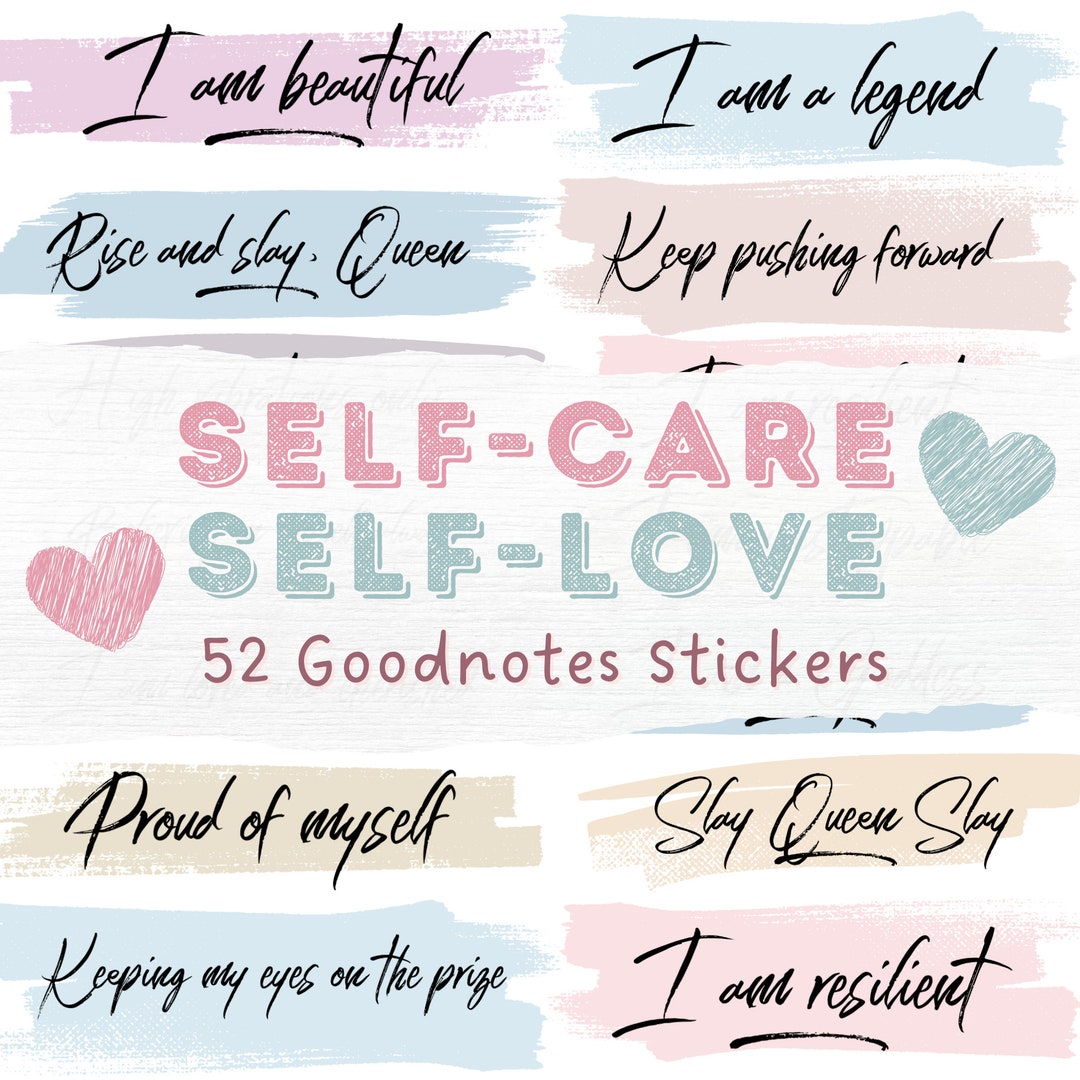 Goodnotes Stickers, Self Love, Self Care, Precropped Stickers, Planner ...