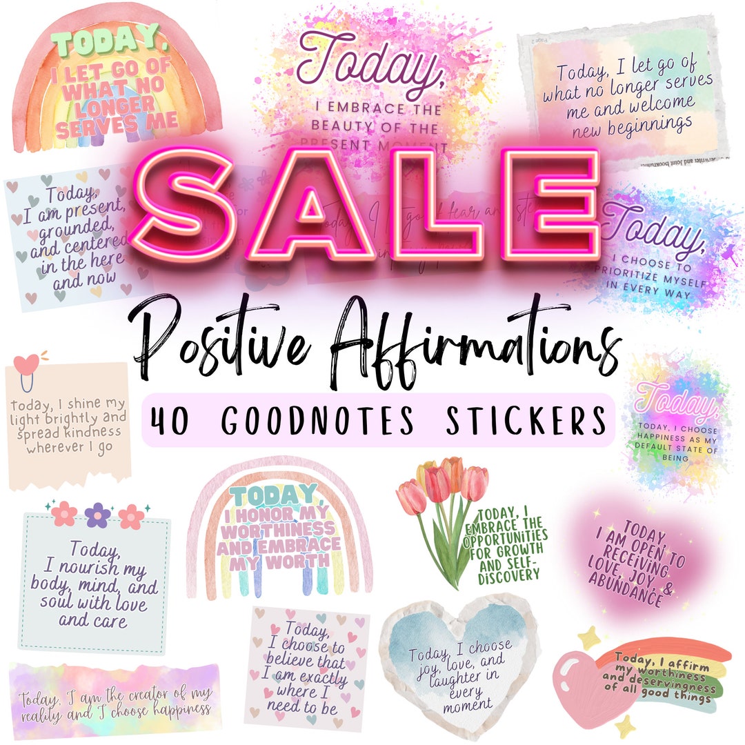 Goodnotes Stickers, Positive Affirmations, Precropped Stickers, Planner ...