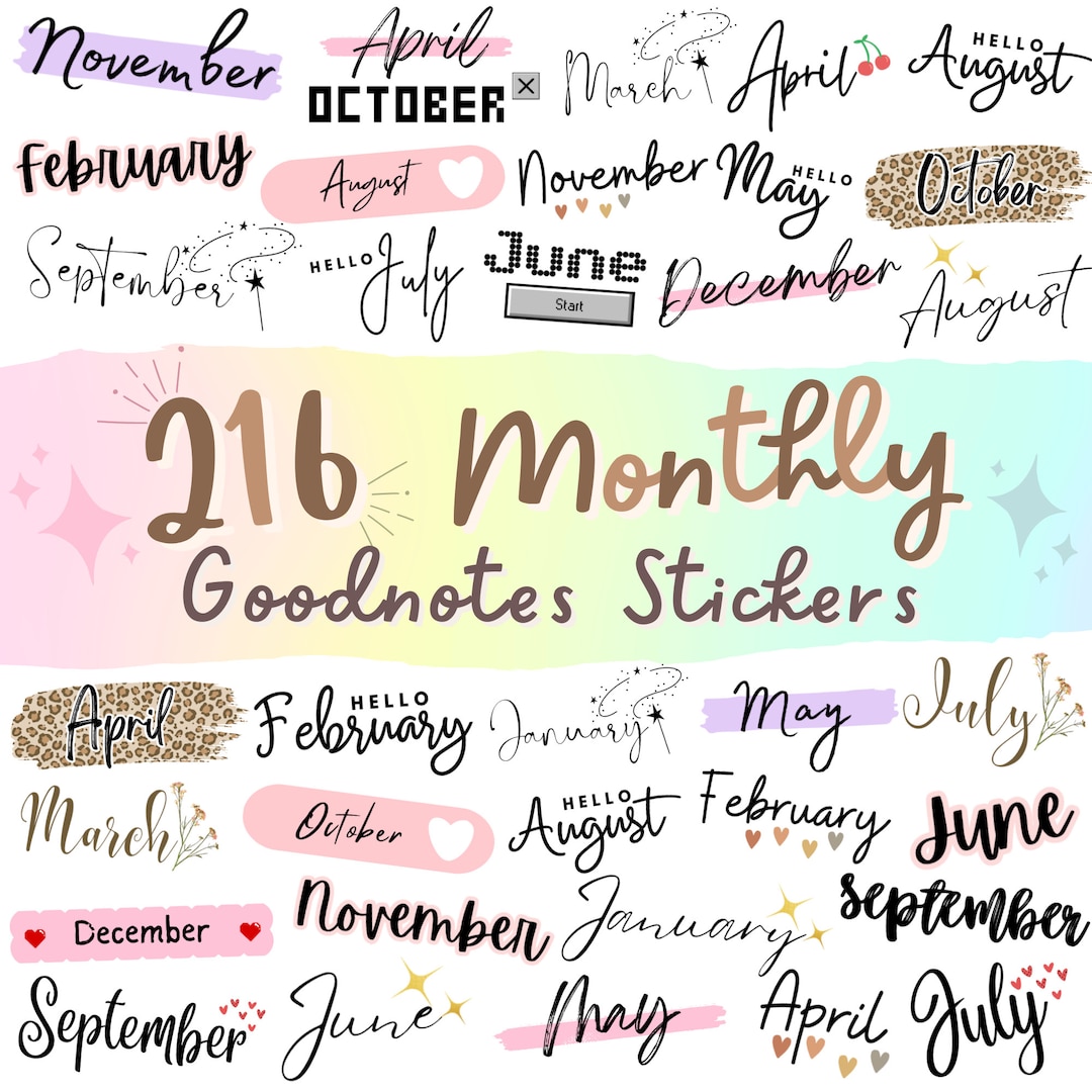 Goodnotes Stickers, Monthly Digital Stickers Goodnotes, Digital ...