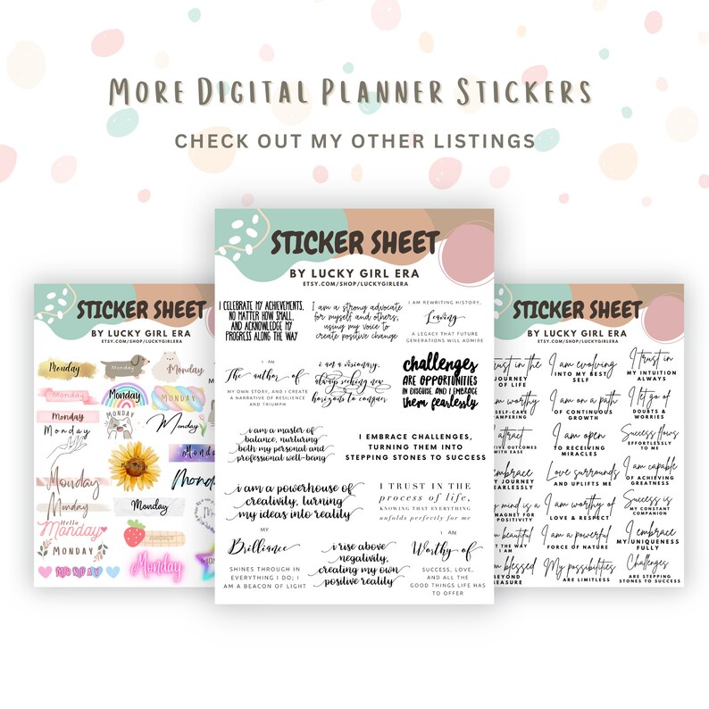 Goodnotes Stickers, Spring Seasonal Daily Digital 2024 PNG Affirmation ...