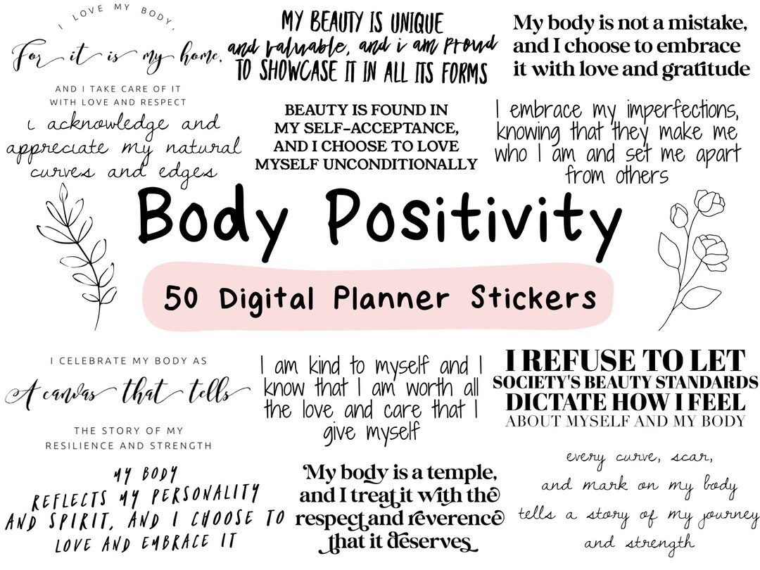 Goodnotes Stickers, Body Positivity, Digital Planner Stickers, Self ...