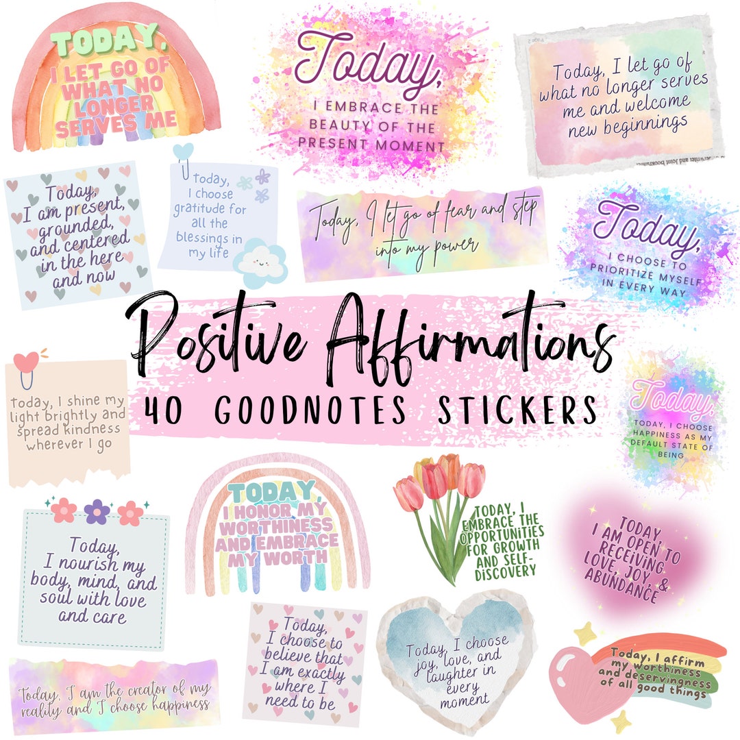 Goodnotes Stickers, Positive Affirmations, Precropped Stickers, Planner ...