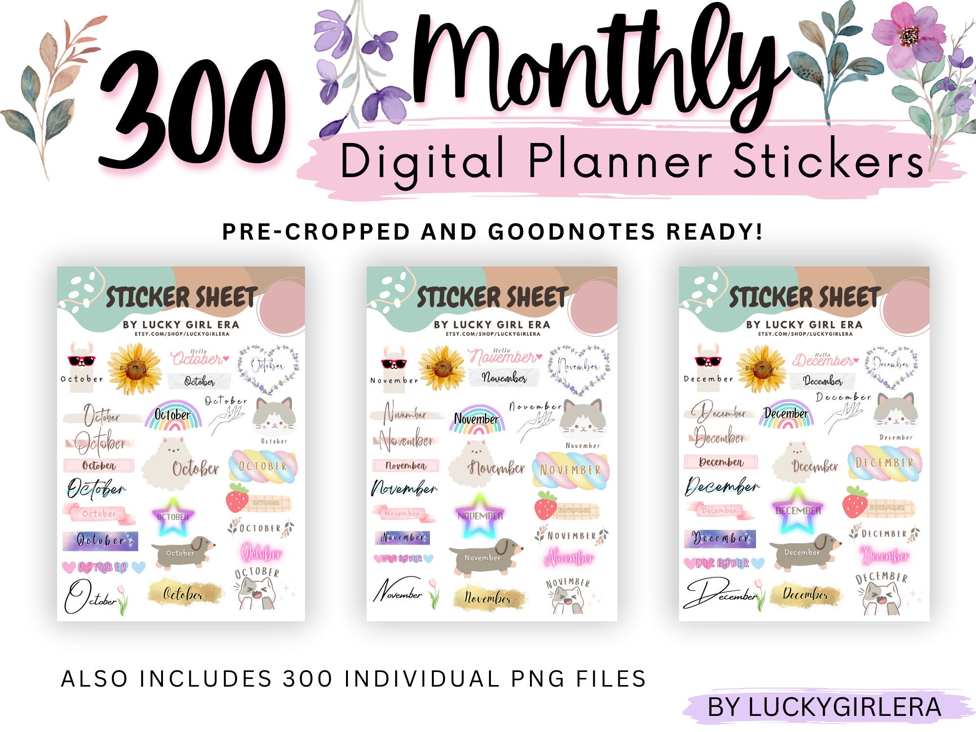 Goodnotes Stickers, Digital Stickers Goodnotes Months, Monthly Digital ...