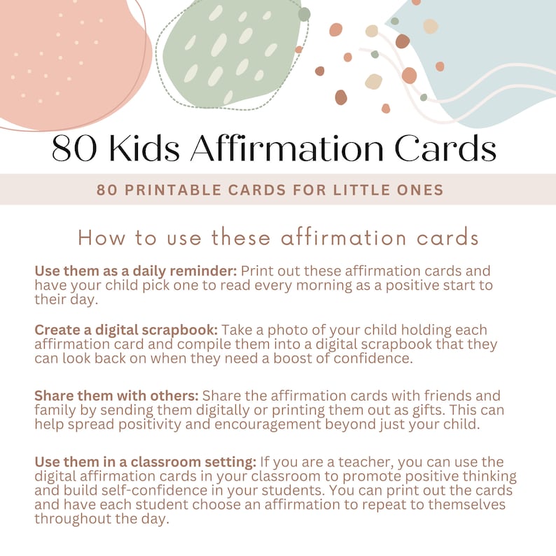 Affirmation Cards, Affirmation Cards for Kids, Printable Affirmation ...