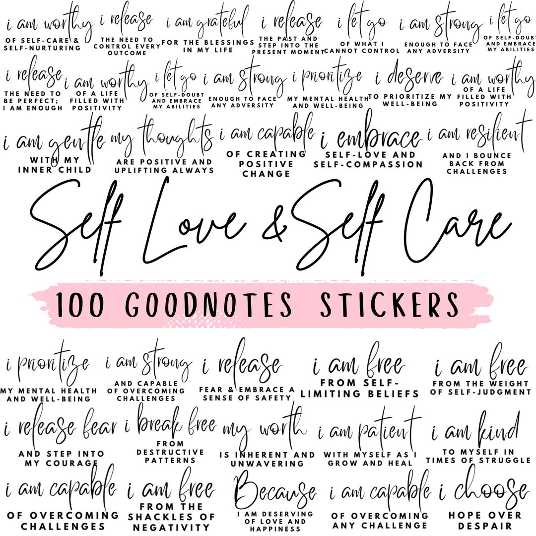Goodnotes Stickers, Self Care, Self Love, Precropped Stickers, Planner ...