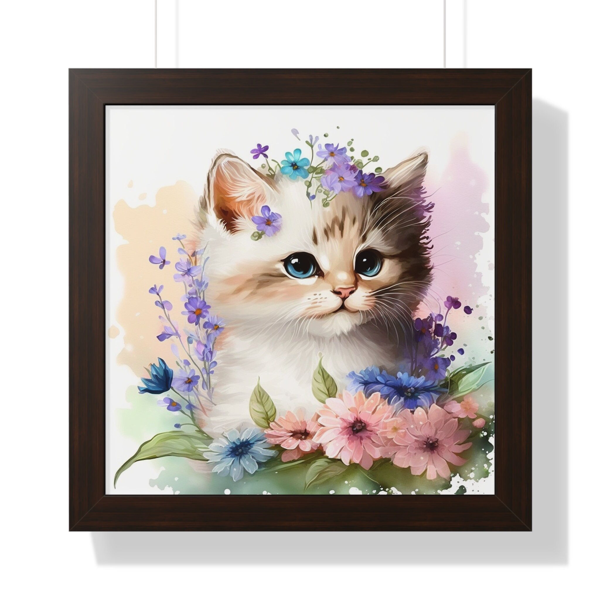 Cat Watercolor Clipart Nursery Decor White Baby Cat Watercolor Cute ...