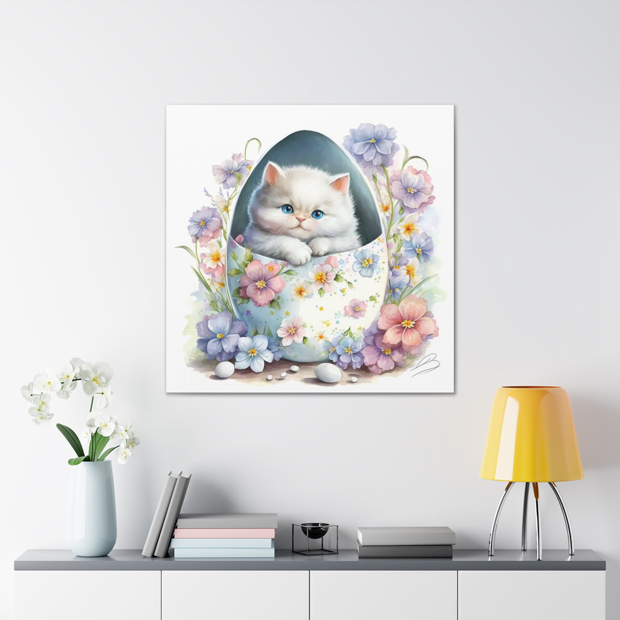 Cat Watercolor Clipart Nursery Decor White Baby Cat Watercolor Cute ...
