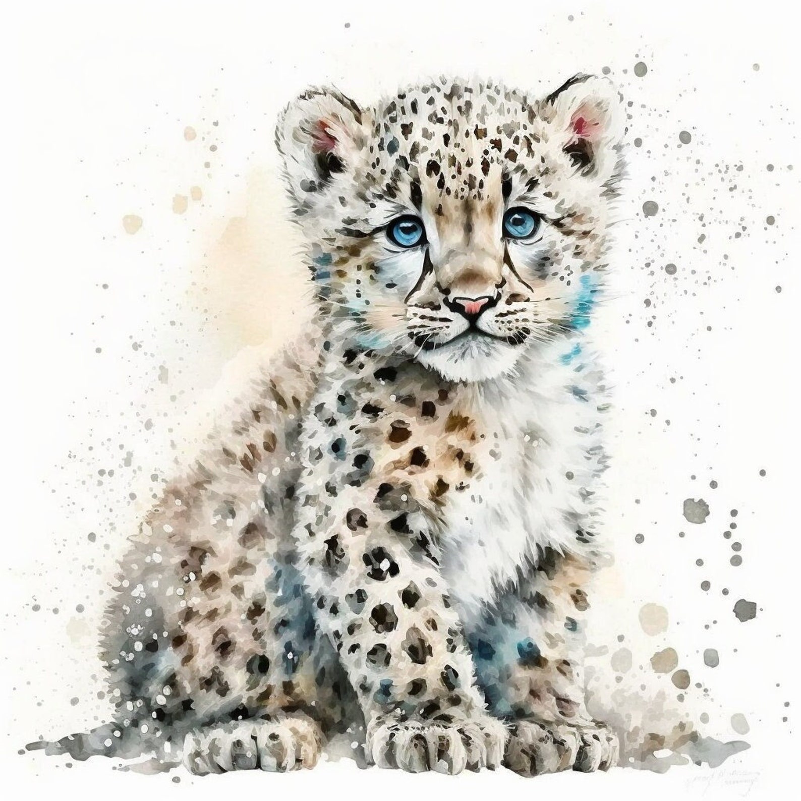 Snow Leopard Watercolor Clipart Nursery Decor Baby Snow Leopard ...