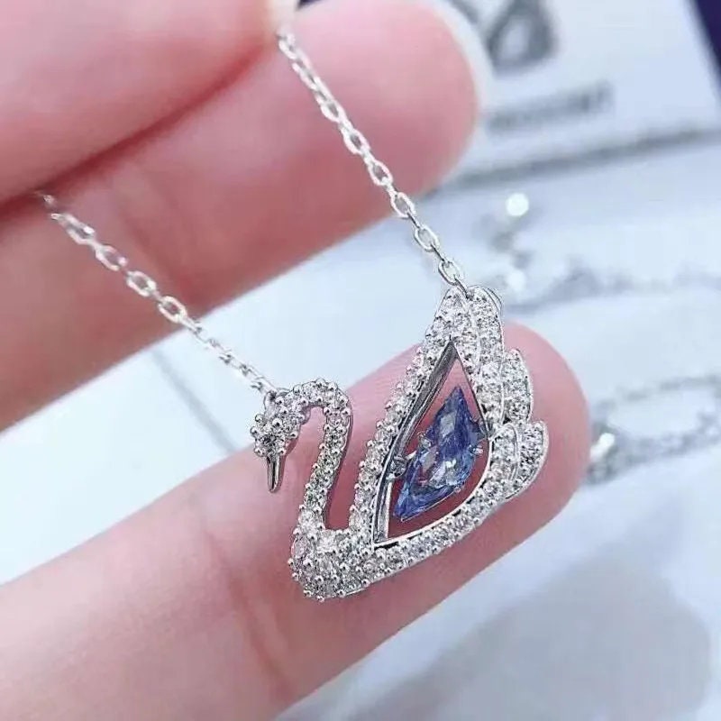 Swan Necklace Element Crystal Smart Swan Clavicle Necklace Suitable for ...