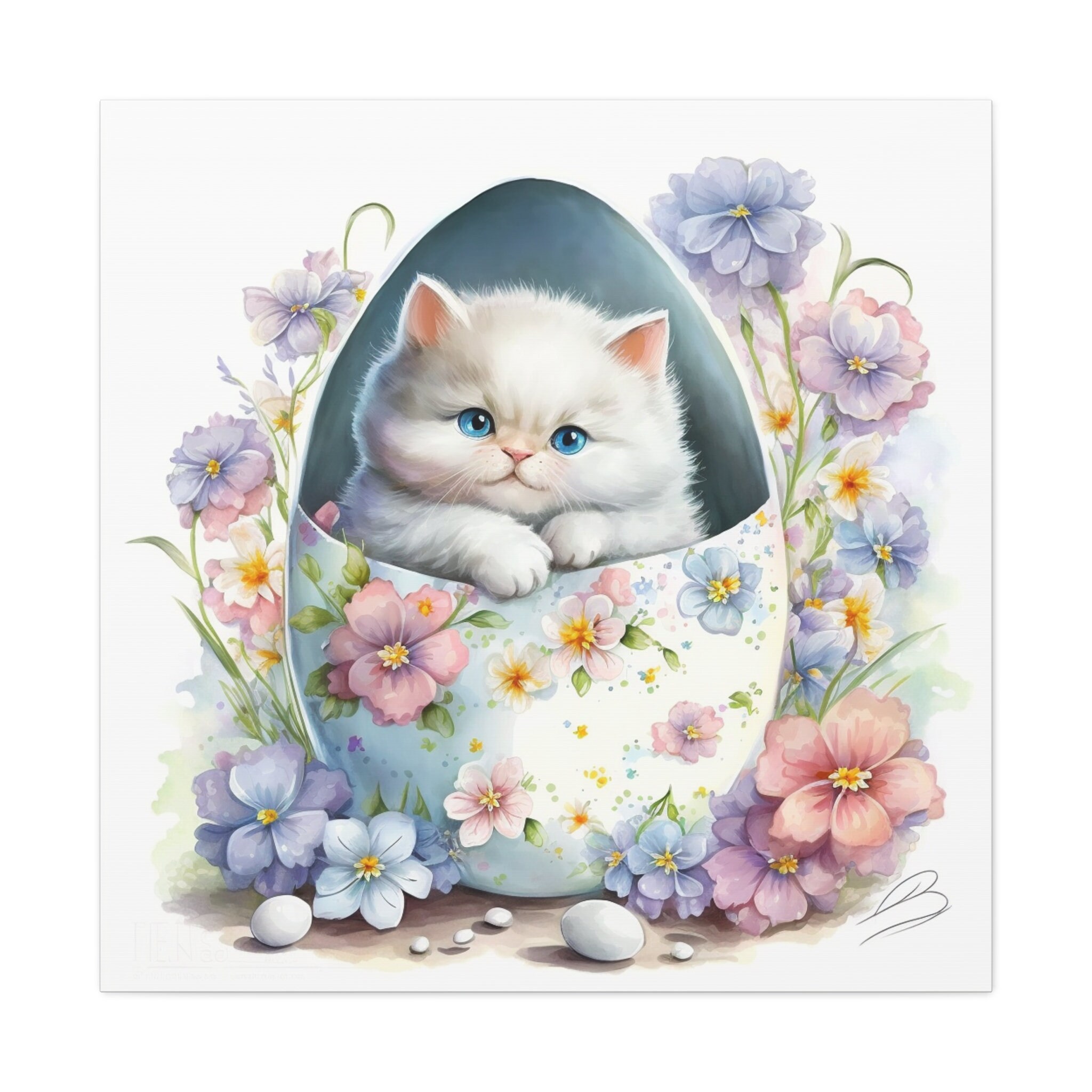 Cat Watercolor Clipart Nursery Decor White Baby Cat Watercolor Cute ...
