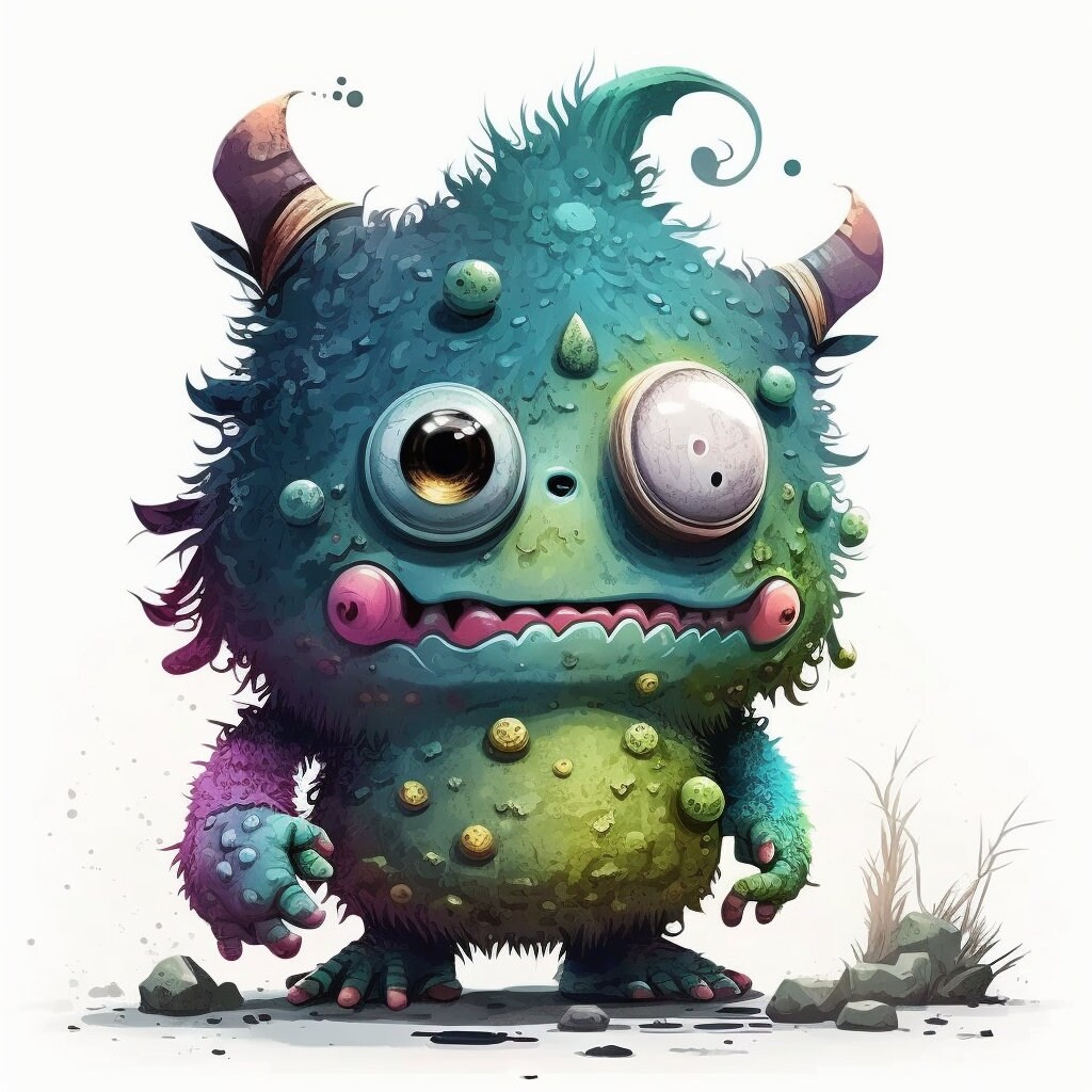 Cartoon Monster Printable Clipart Set 13 High-quality Pngs, Instant ...