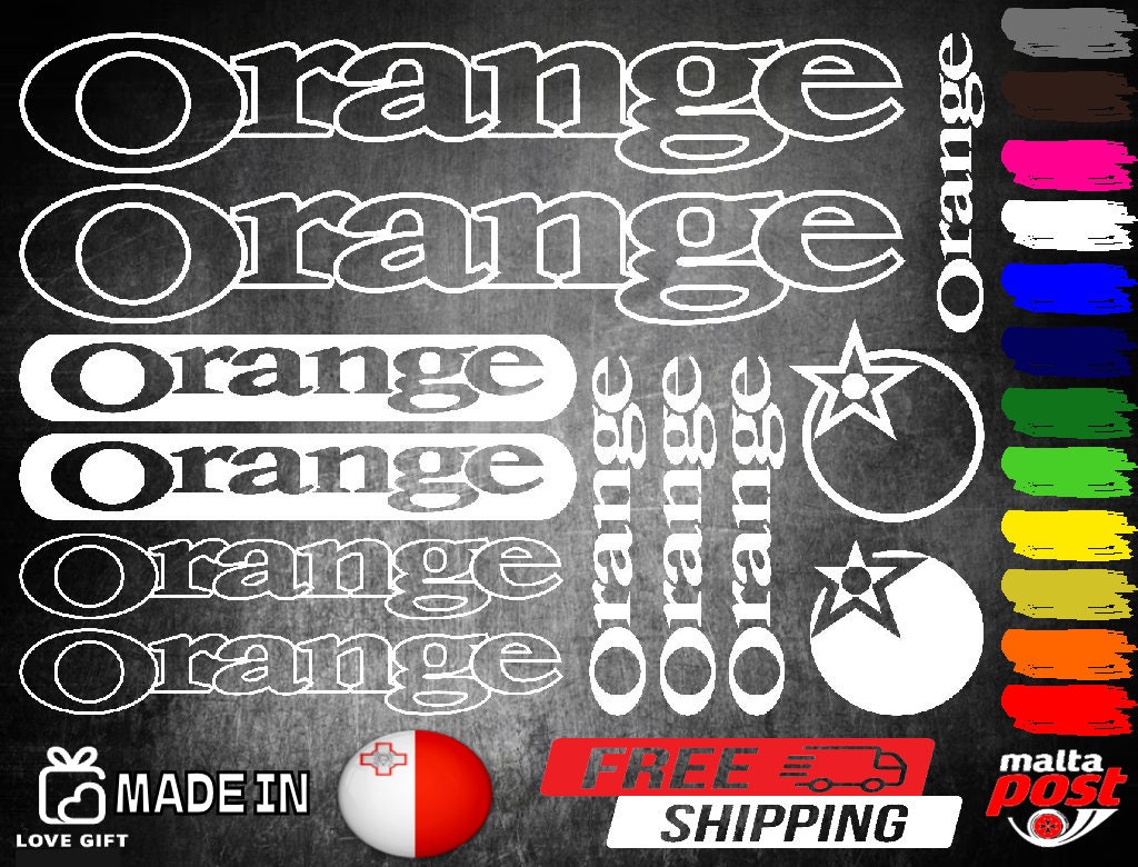 Orange Vinyl Decal Stickers Sheet Bike Frame Cycle Cycling Bicycle - Etsy