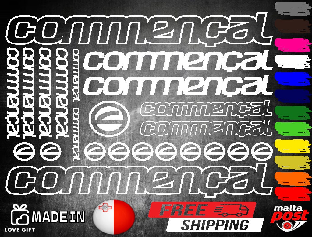 Commencal Vinyl Decal Stickers Sheet Bike Frame Cycle Cycling Bicycle ...