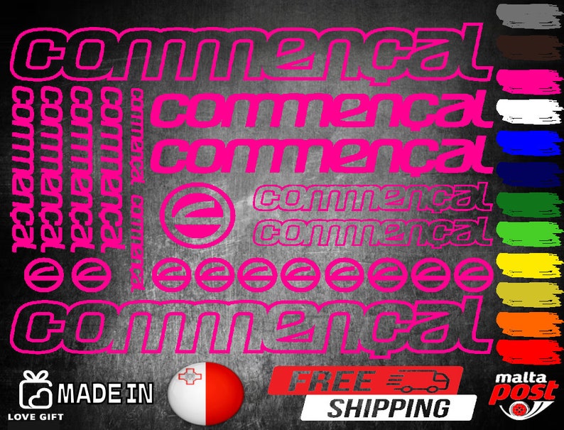 Commencal Vinyl Decal Stickers Sheet Bike Frame Cycle Cycling Bicycle ...