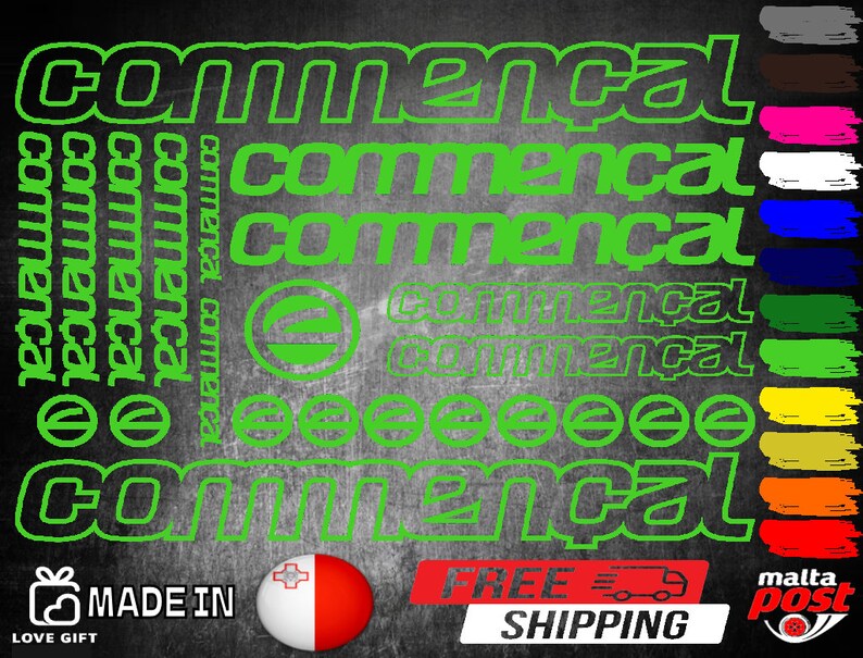 Commencal Vinyl Decal Stickers Sheet Bike Frame Cycle Cycling Bicycle ...