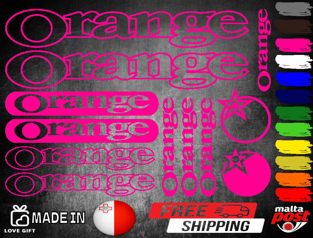 Orange Vinyl Decal Stickers Sheet Bike Frame Cycle Cycling Bicycle - Etsy