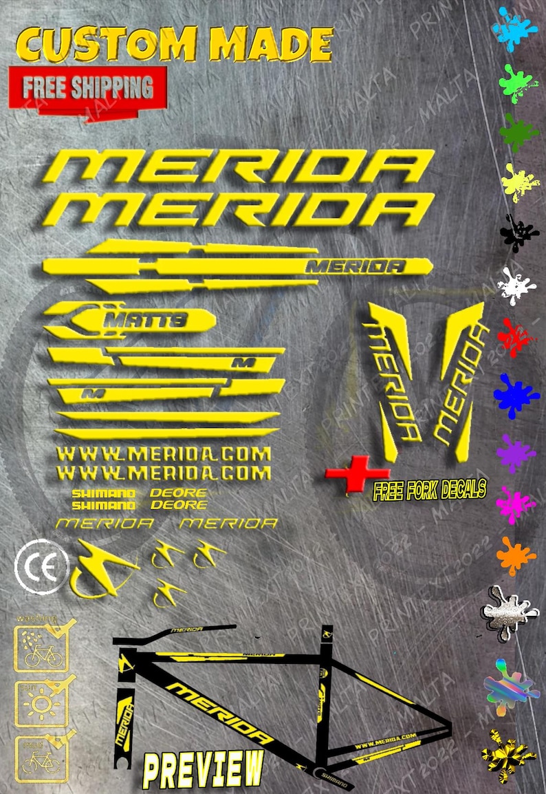 CUSTOM Merida Vinyl Stickers Sheet Bike Frame & Fork Cycle Cycling ...