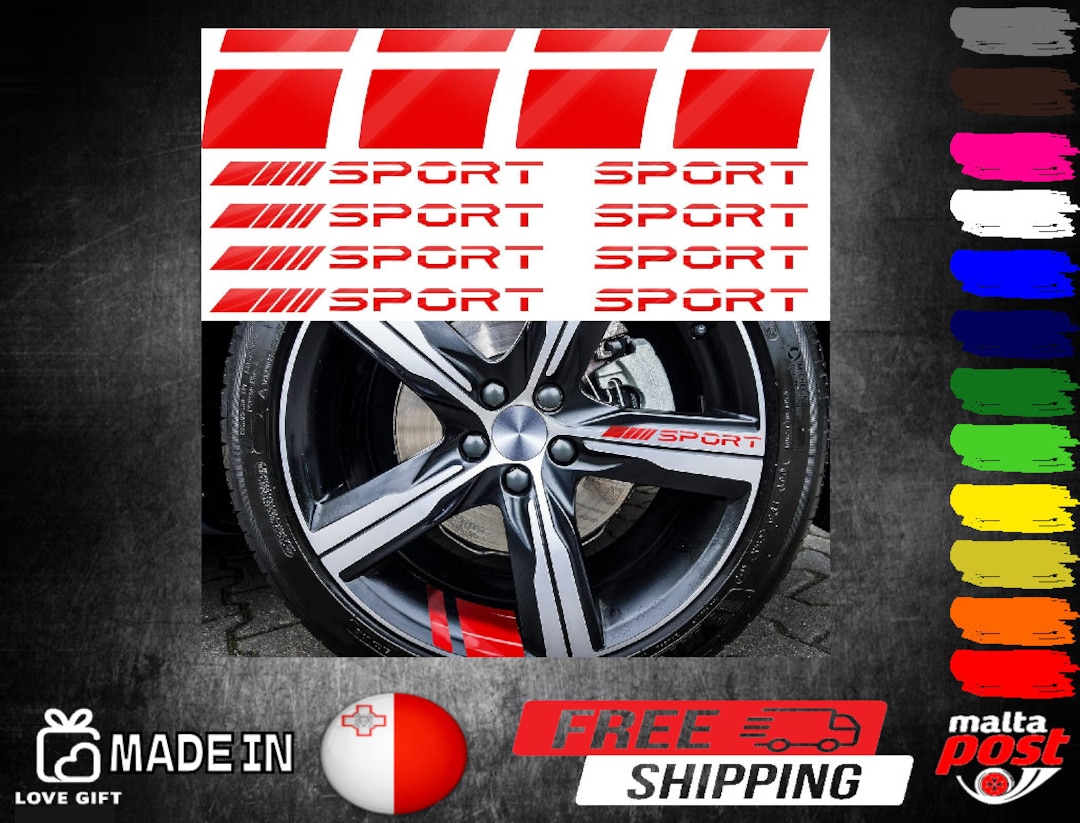 12 Pcs Wheel Rim Decal Stripes Set Sport Emblem Reflective Stickers ...