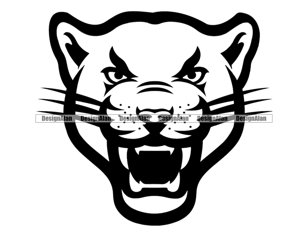 Panther School Mascot Sports Team Cartoon Growling Angry Big Cat Head ...