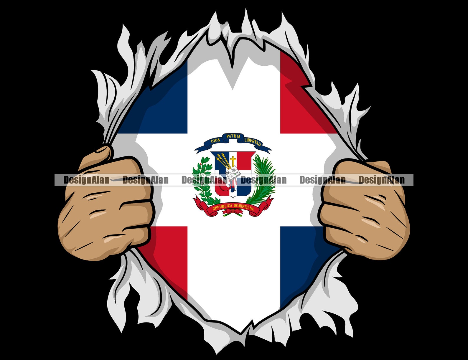 Dominican Republic Superhero Hands Ripping Open Shirt Showing Flag ...