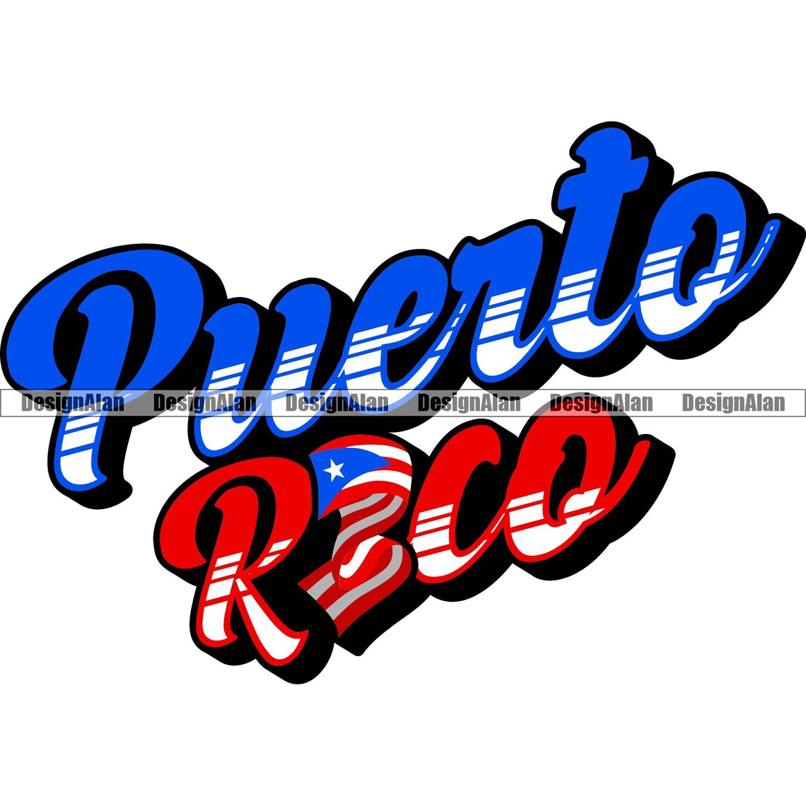 Puerto Rico Rican Flag Wavy Banner Ribbon Spanish Latino Hispanic ...