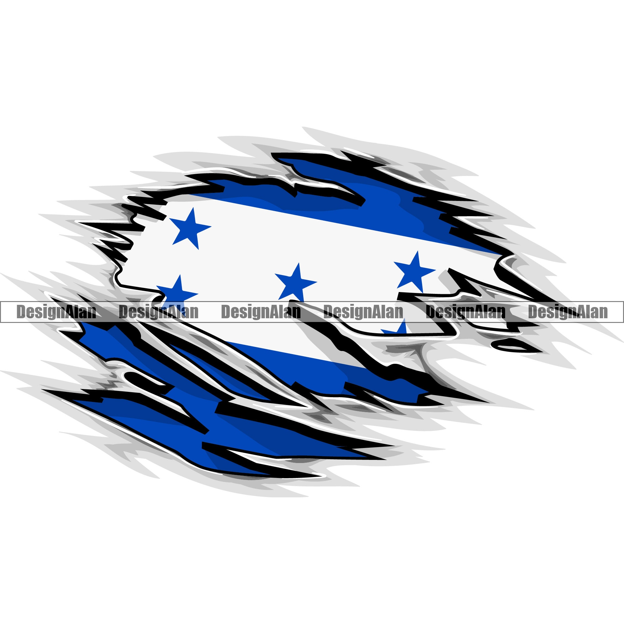 Honduras Honduran Flag Torn Ripped Through Fabric Wall Spanish Latino ...