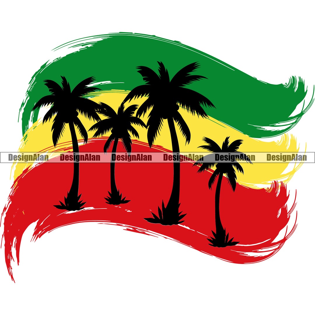 Reggae Rasta Jamaica Jamaican Rastafarian Rastafari Flag Island Palm ...
