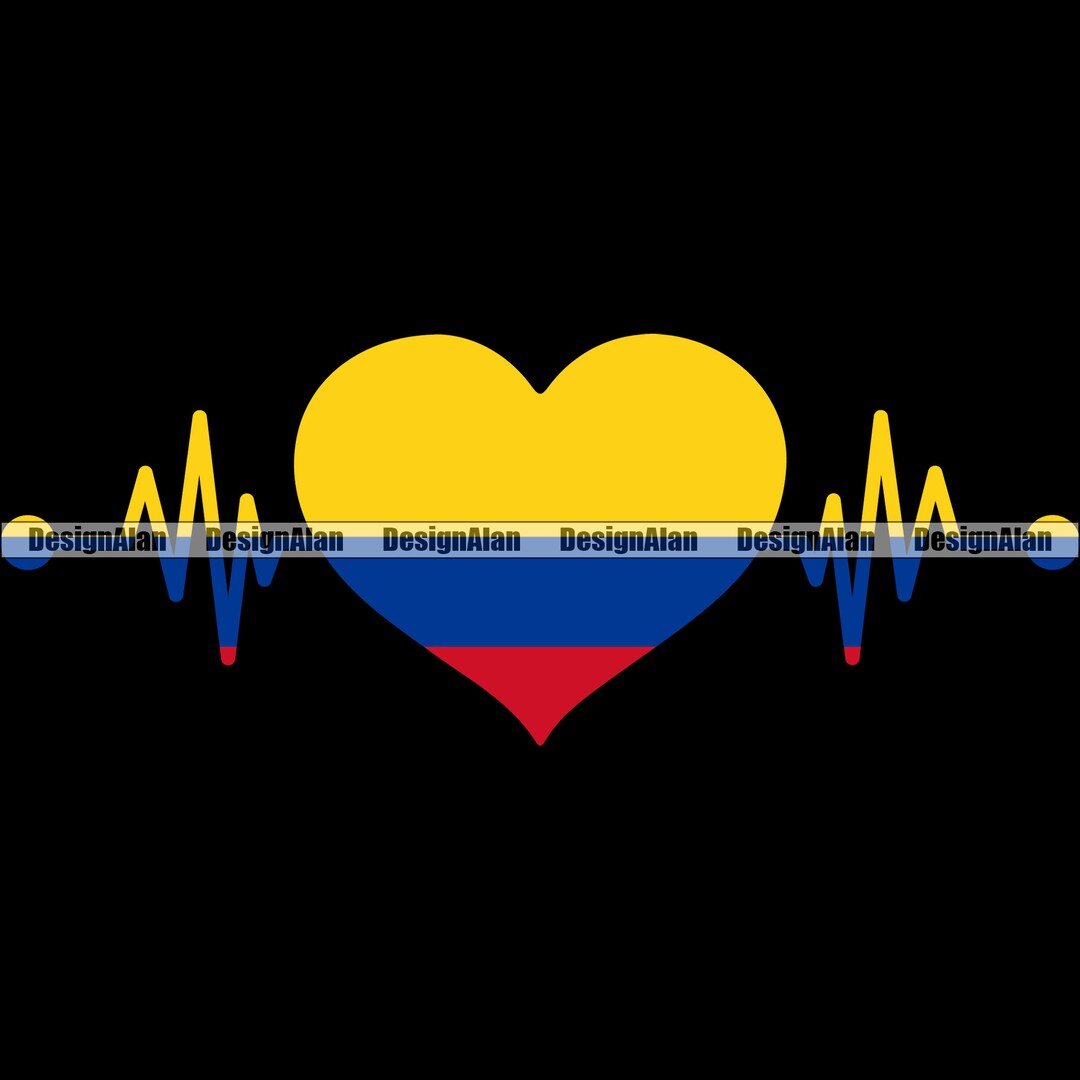 Colombia Heartbeat Heart Love Ethnic EKG Wave Proud Spanish Latino ...
