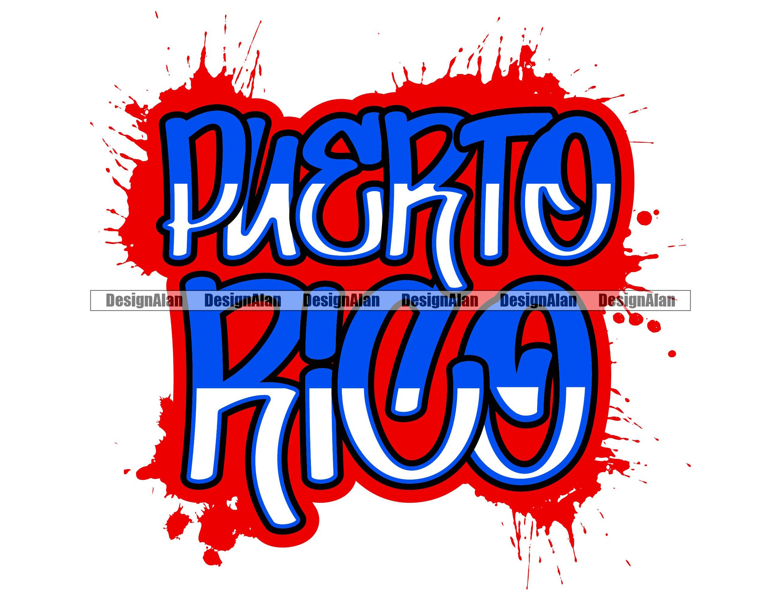 Puerto Rico Rican Flag Text Paint Splash Splatter Text Quote Spanish ...