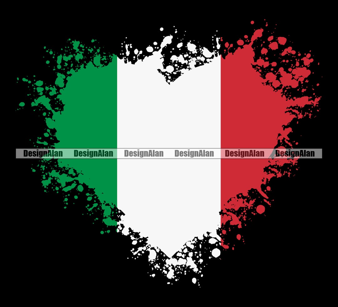 Italy Italian Sicily Flag Heart Paint Splatter Splash Proud Represent ...