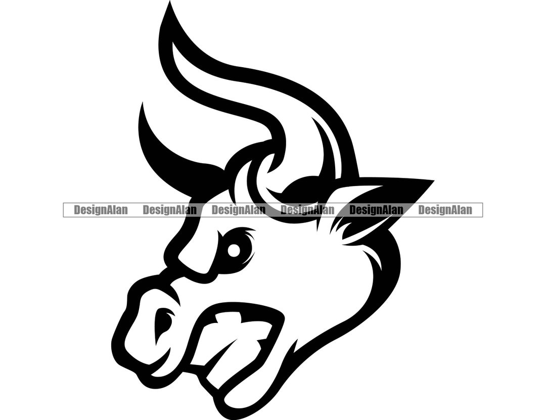 Bull School Mascot Sports Team Cartoon Character Growling - Etsy