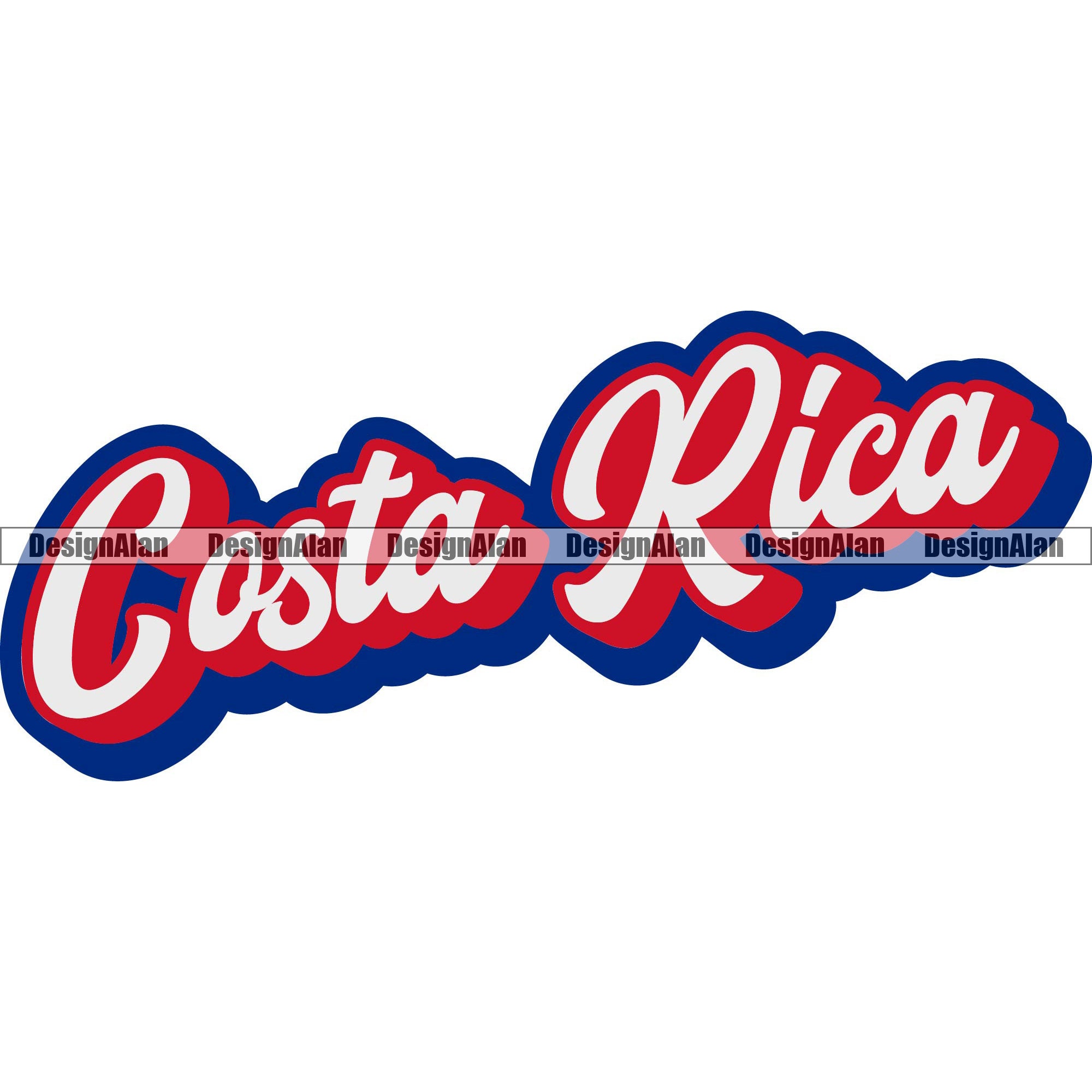 Costa Rico Rican Flag Cursive Writing Text Word Quote Proud Spanish ...