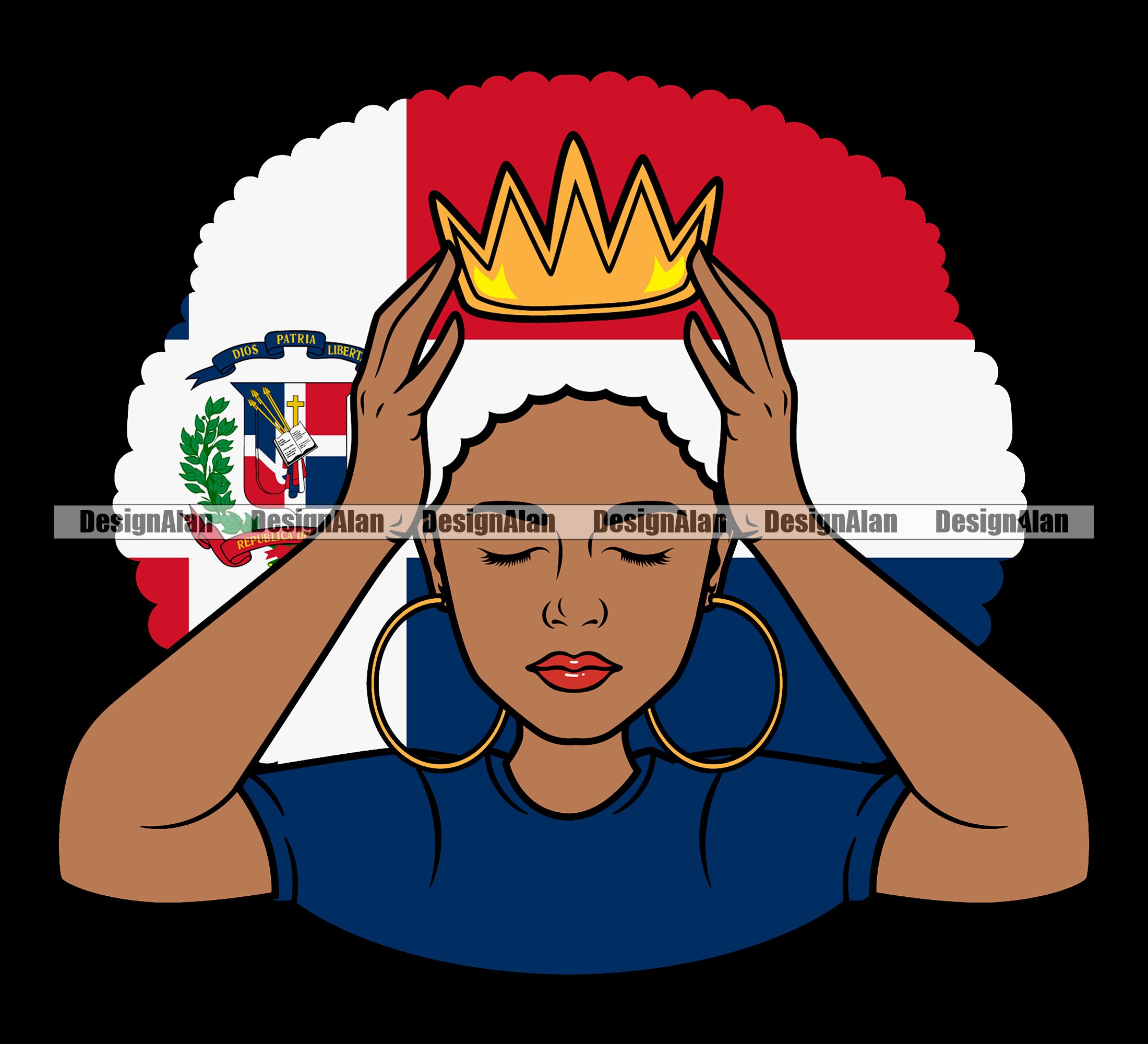 Dominican Republic Queen Flag Fixing Her Crown Sexy Woman Female Girl ...