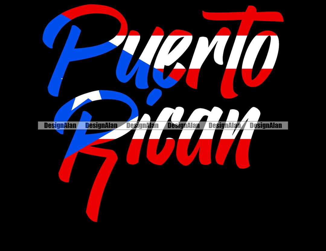 Puerto Rican Flag Word Rico Caribbean Island Pride Proud Spanish Latino ...