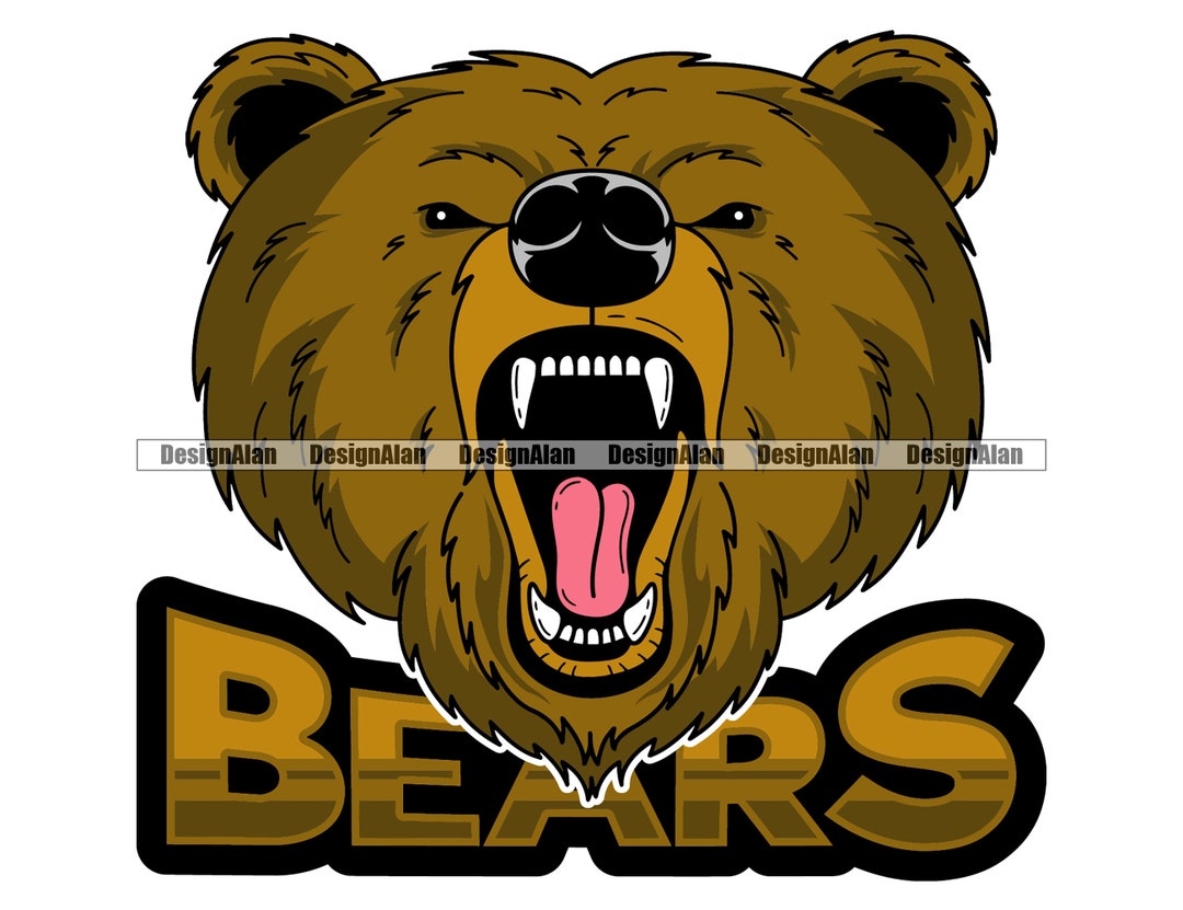 Grizzly Bear School Mascot Sports Team Growling Mean Animal Cartoon ...