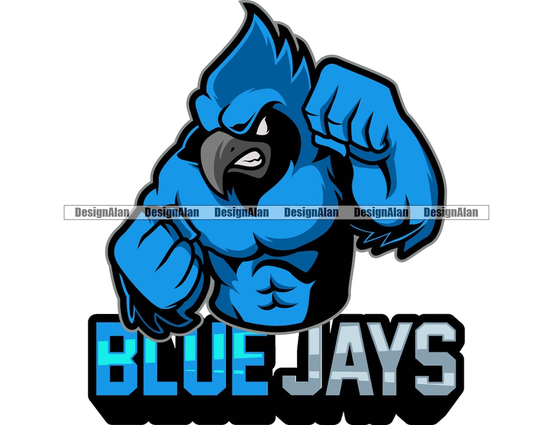 Bluejay Blue Jay Bird School Mascot Sport Team Cartoon Character Angry ...