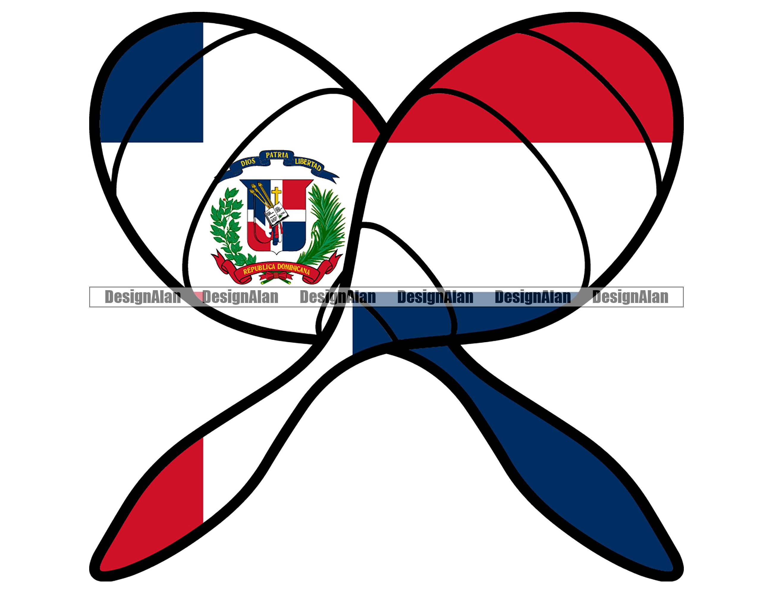 Dominican Republic Flag Maracas Music Instrument Caribbean Island ...