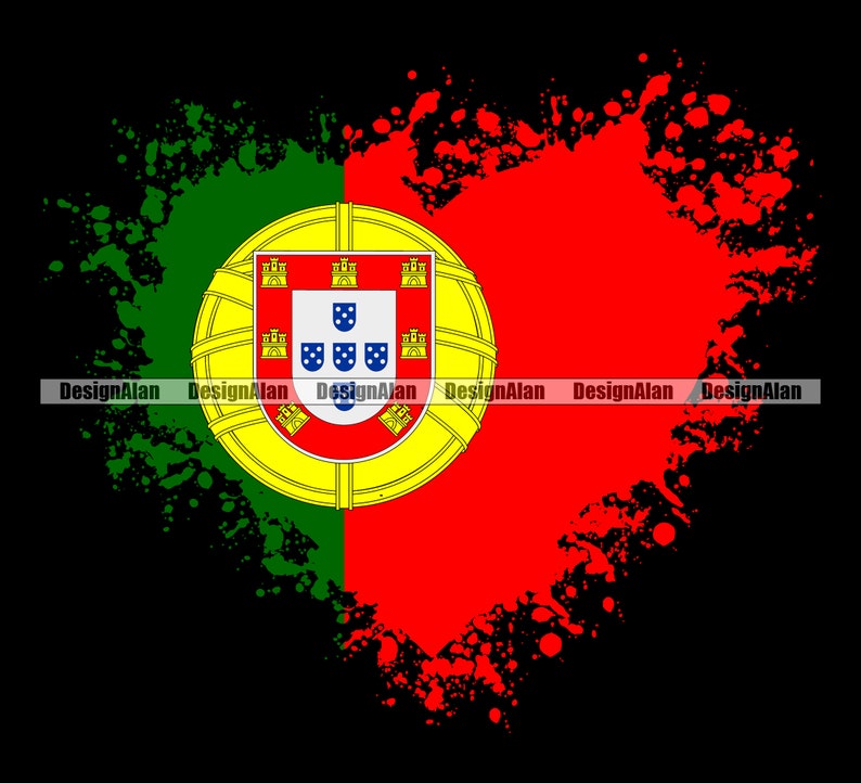 Portugal Portuguese Flag Heart Paint Splatter Splash Proud Spanish ...