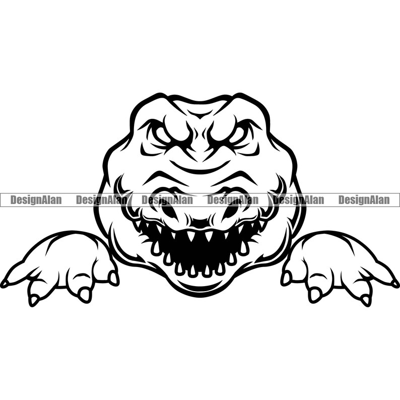 Alligator Gator Crocodile Peeking Mean Animal Mascot School Sports Team ...