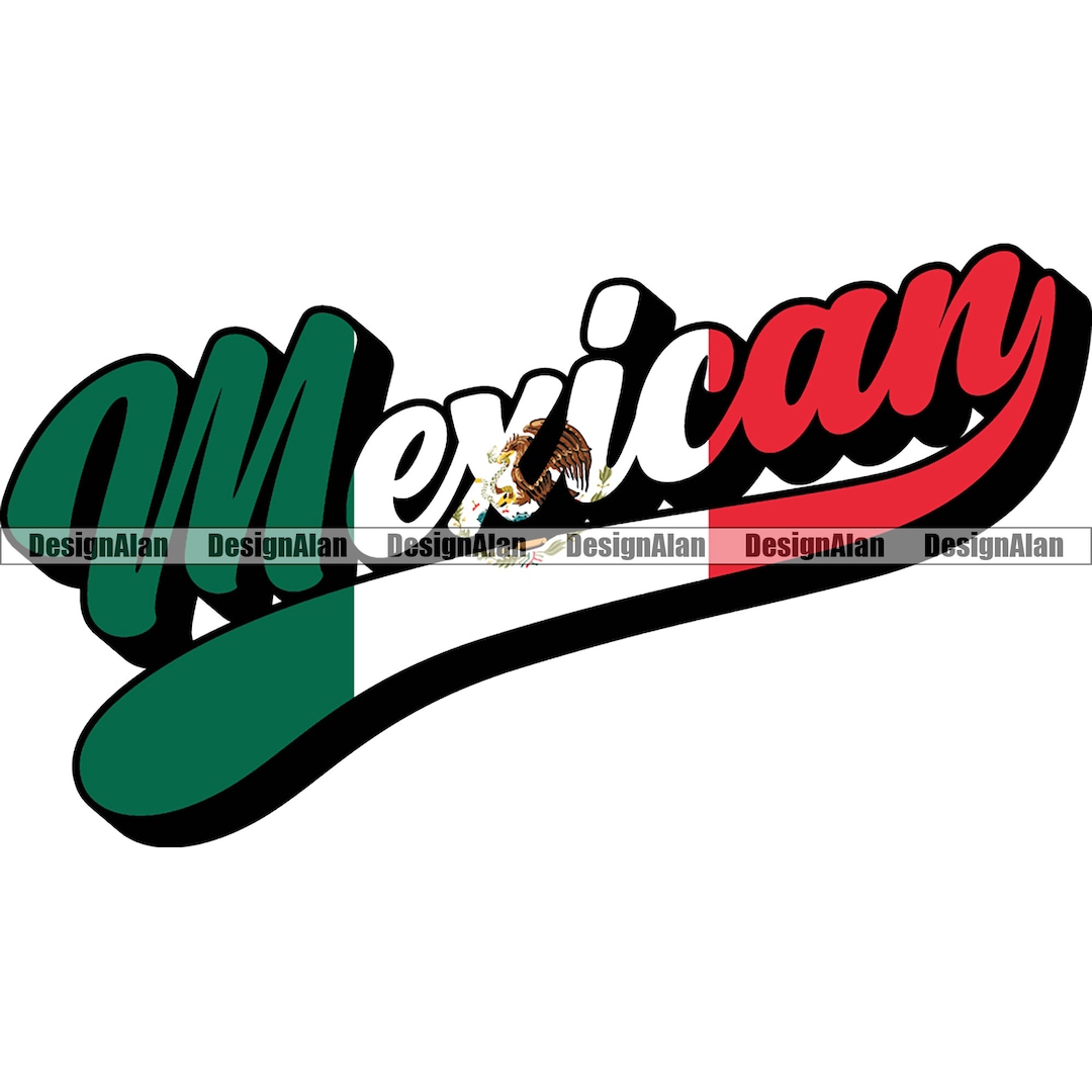 Mexico Mexican Flag Cursive Swoosh Sport Text Spanish Love - Etsy