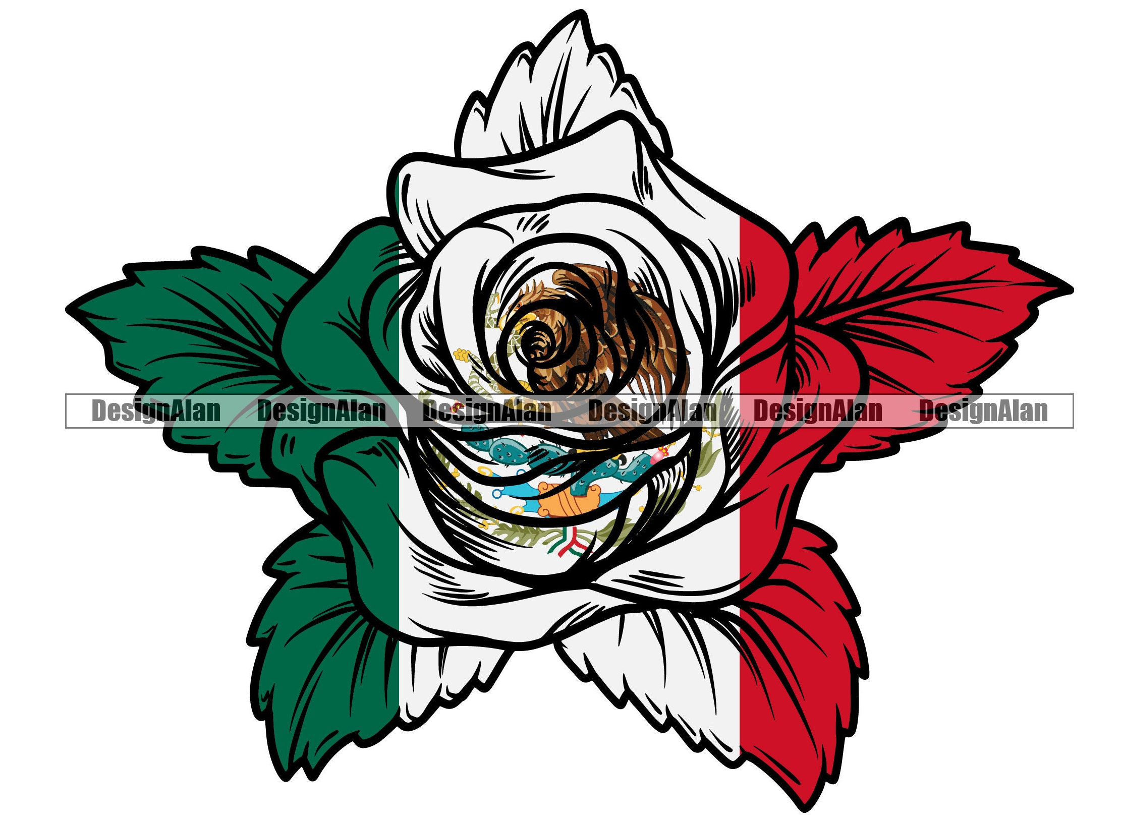 Mexico Mexican Flag Rose Flower Spanish Latino Hispanic Country Nation ...