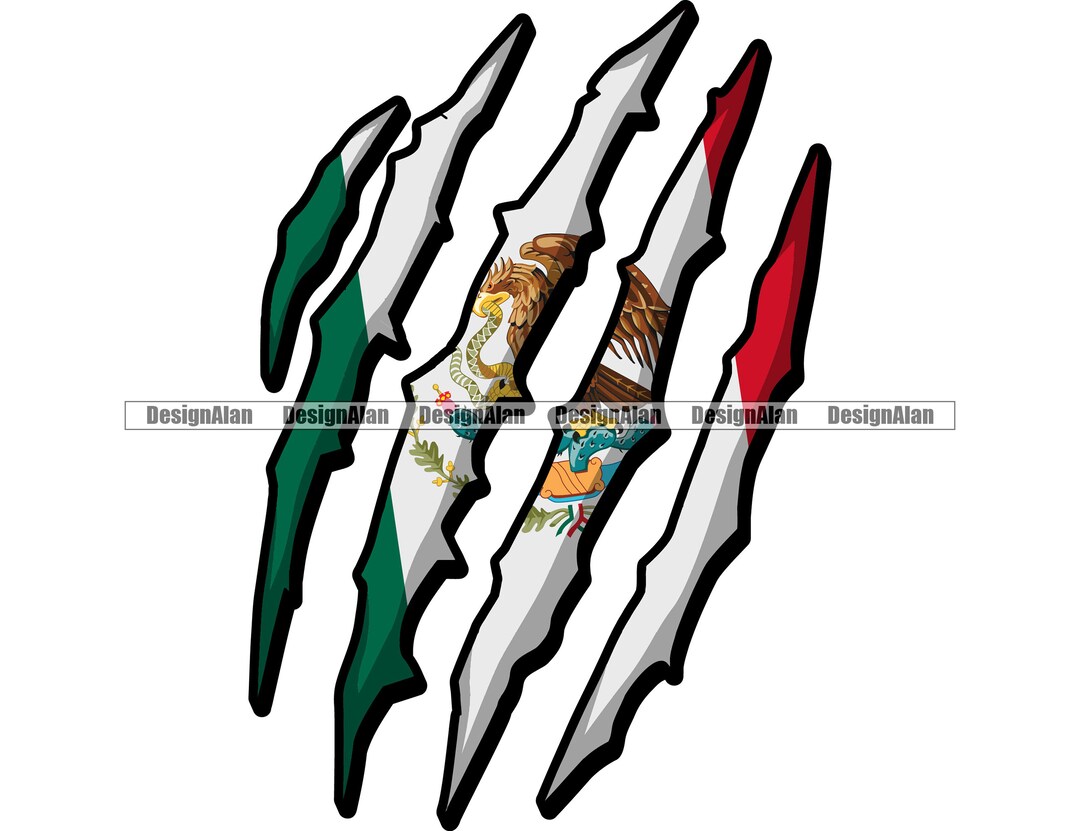 Mexico Mexican Flag Animal Claw Scratches Monster Rip Proud Spanish ...